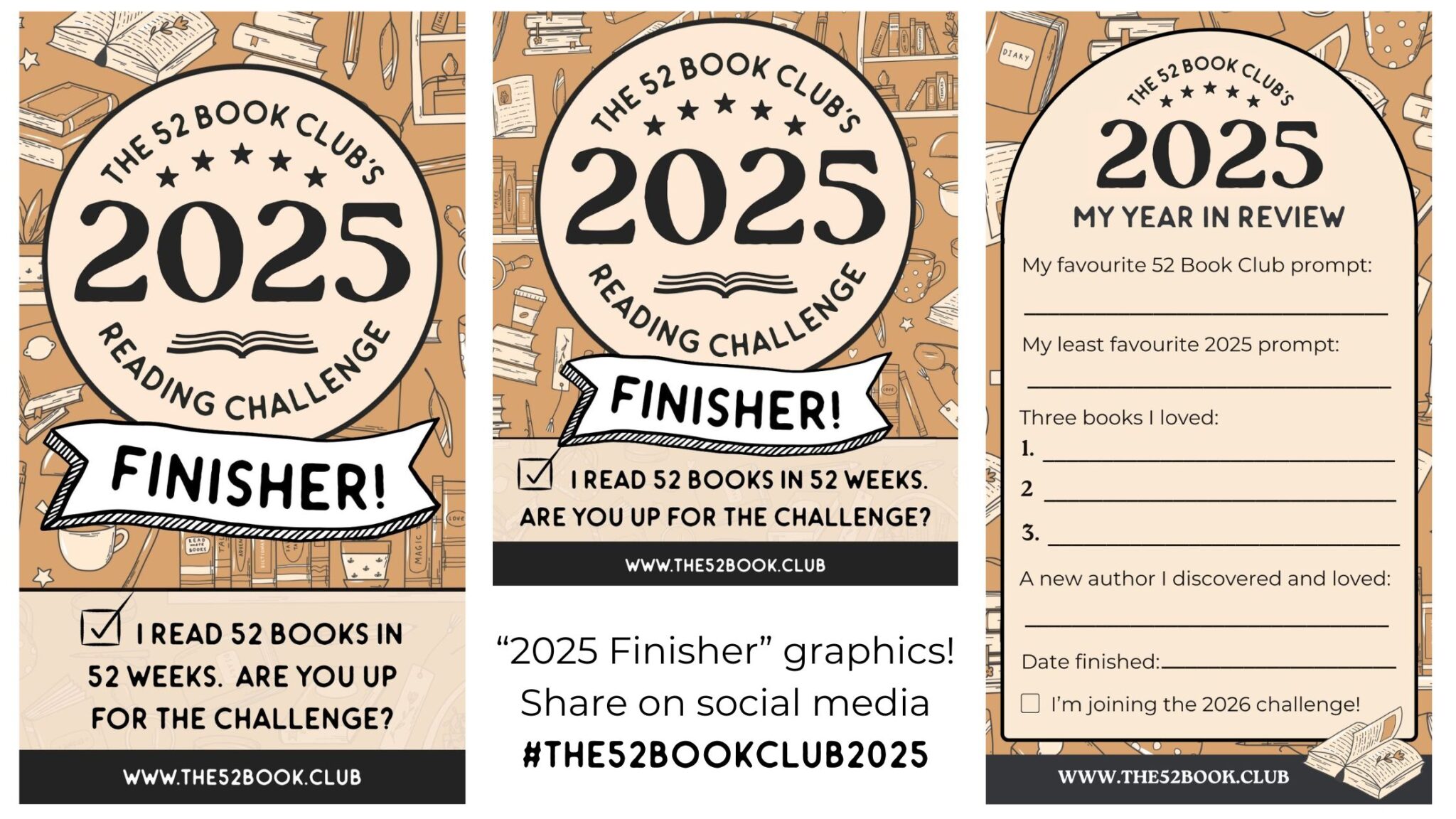 2025 Finisher Graphics – The 52 Book Club